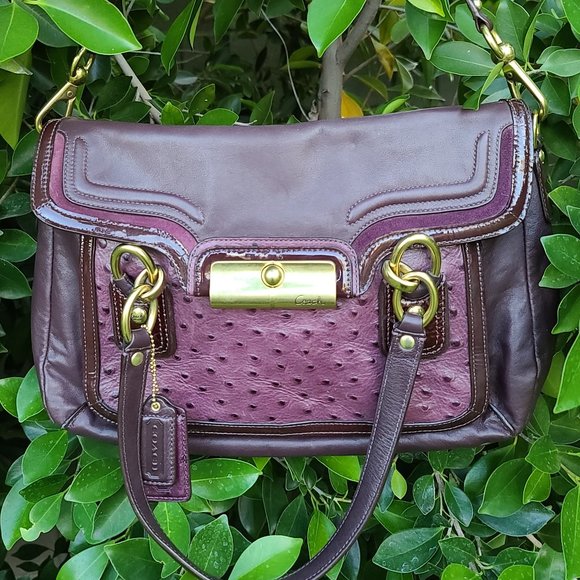 Coach | Bags | Coach Purple Plum Mixed Leather Shoulder Purse Bag ...